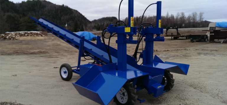Double Vertical Splitter with Conveyor | Powersplit International Inc.